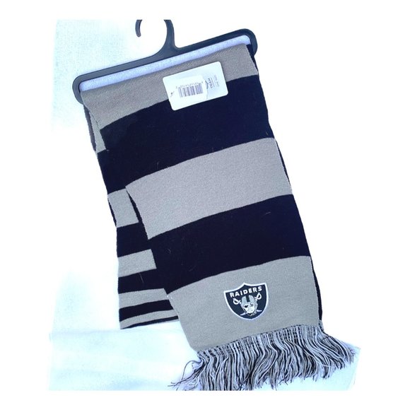 NFL | Accessories | Las Vegas Raiders Stripes Knit Scarf With Team Logo ...